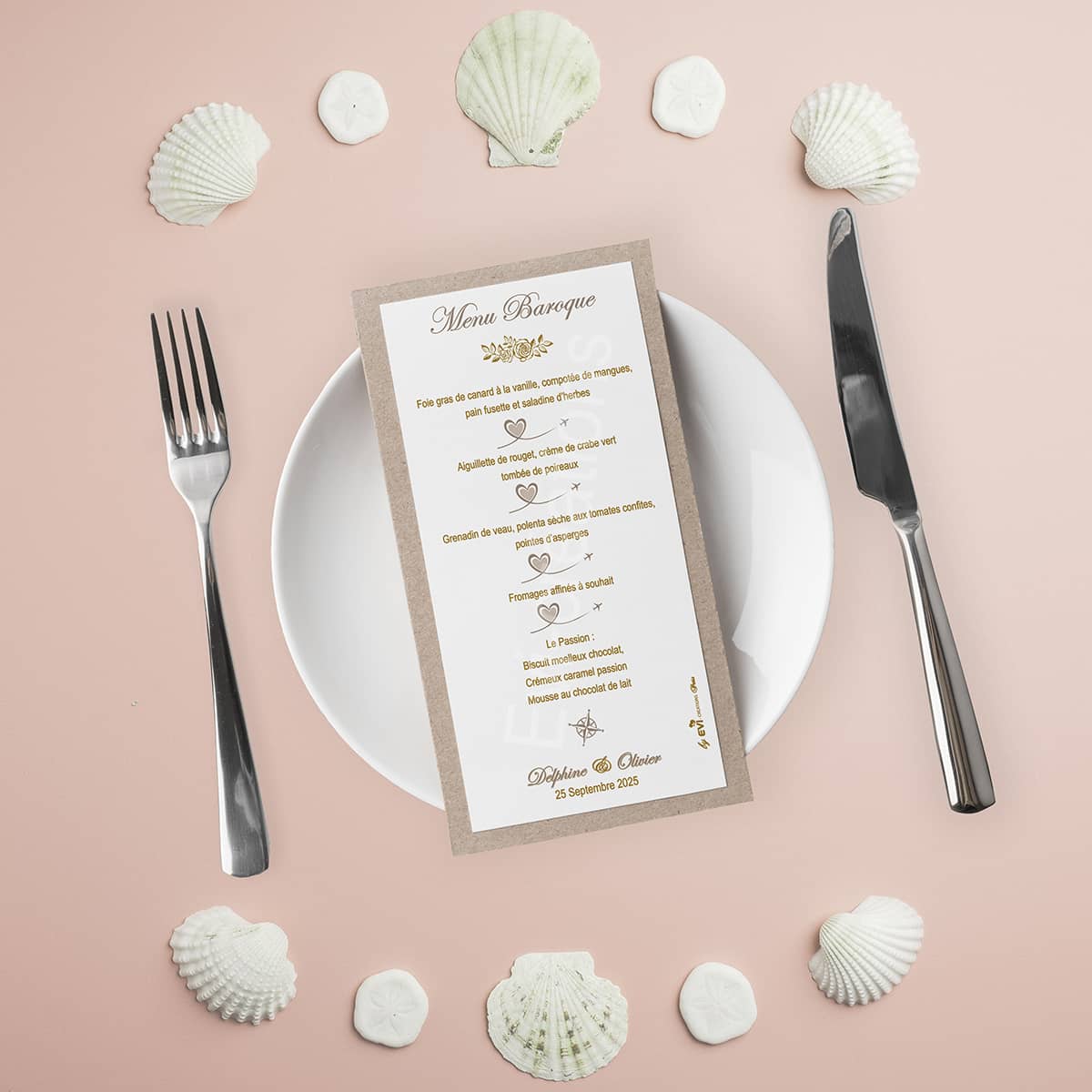 Menu de mariage sur le thème voyage